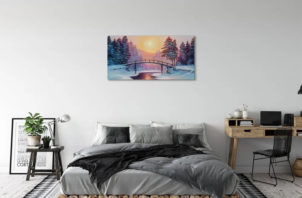 Obrazy na plátně Zimní stromy sníh na východ 120x60 cm