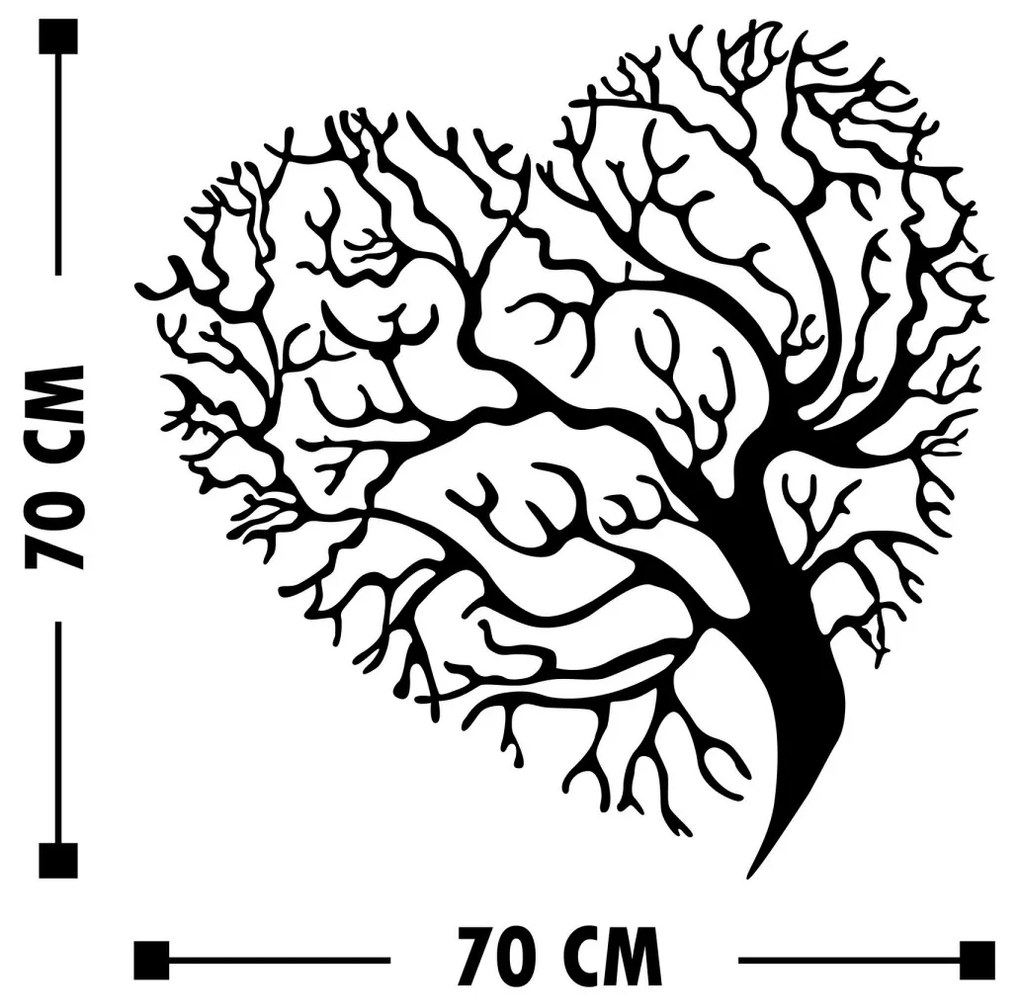 Nástěnná kovová dekorace HEART TREE černá