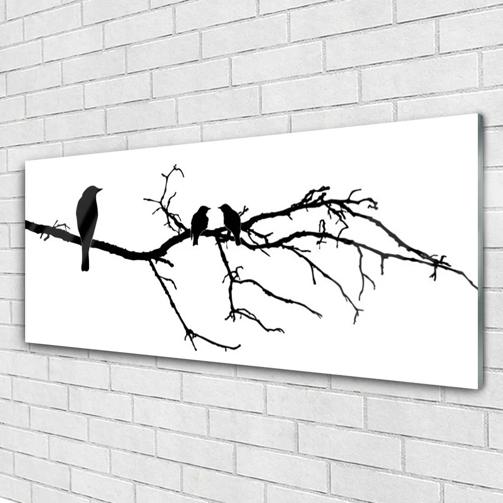 akrylový obraz Ptáci Větev Umění 125x50 cm