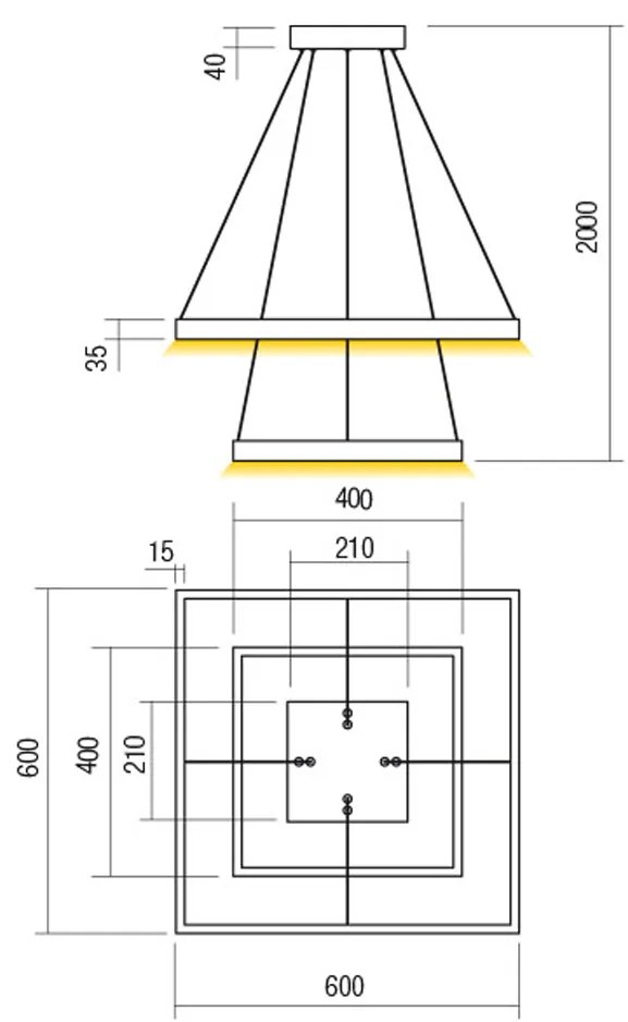 Redo 01-2912 závěsné LED svítidlo stmívatelné Febe pískově bílé, 75W, 4000K, 60cm