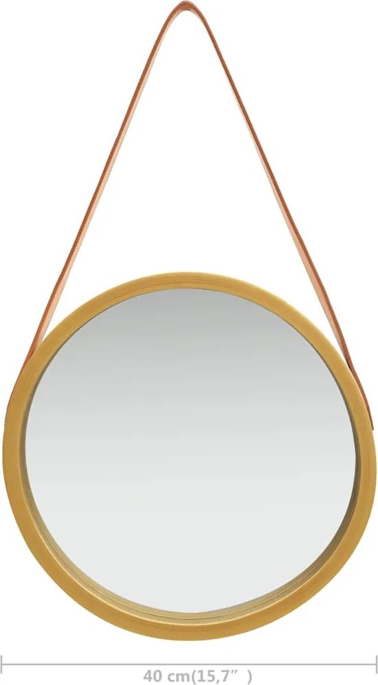 Nástěnné zrcadlo s popruhem 40 cm zlaté 320361
