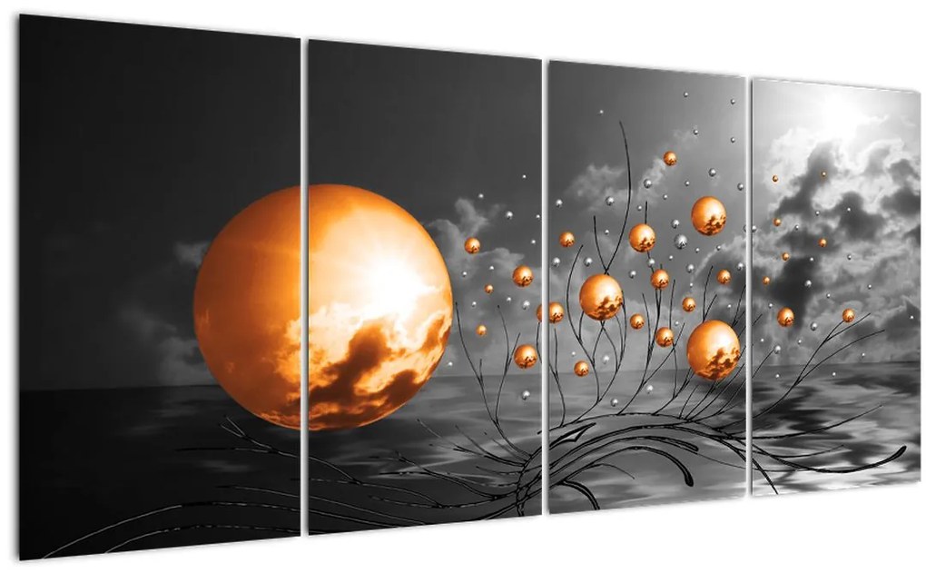 Obraz oražových abstraktních koulí (160x80 cm), 40 dalších rozměrů