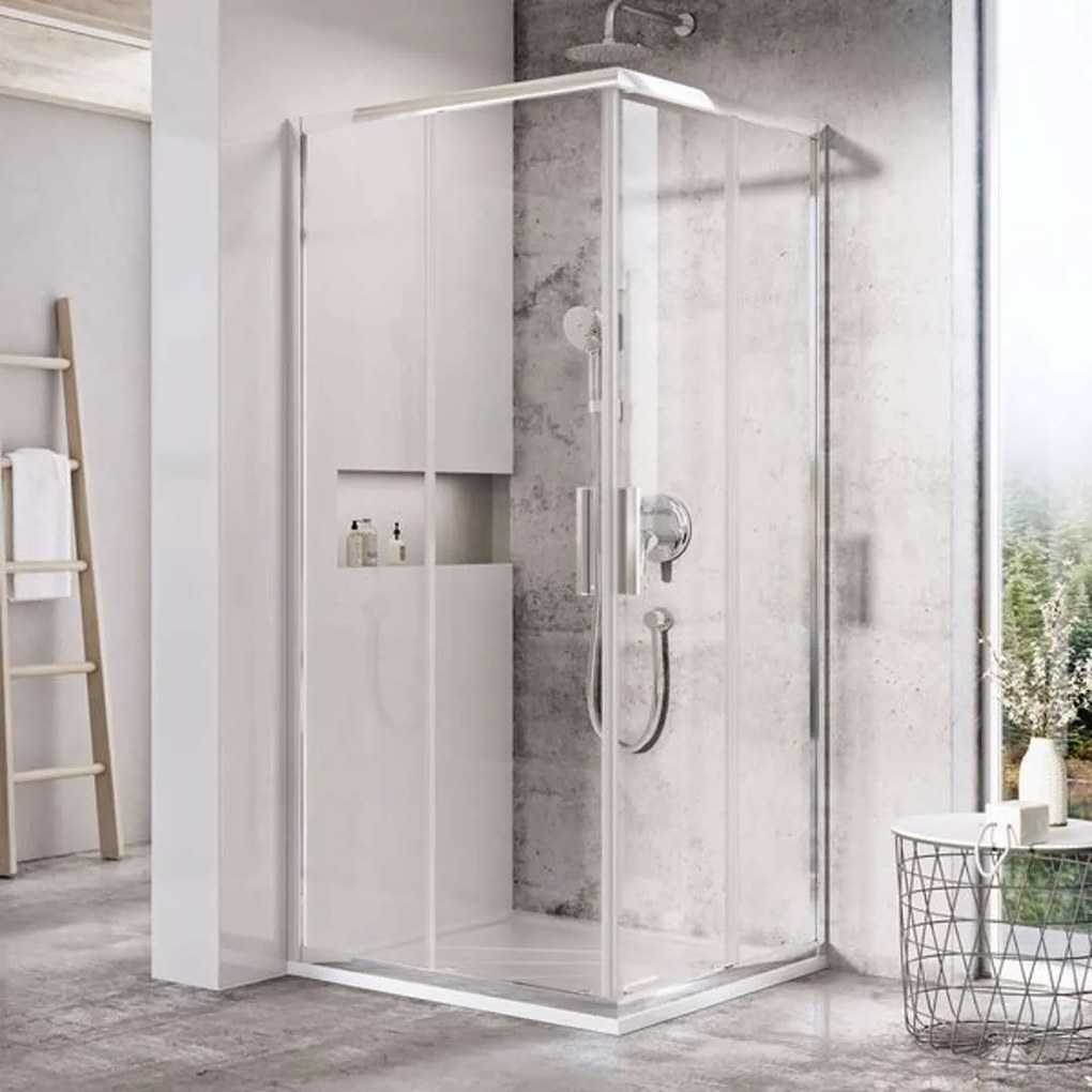 Ravak Blix - Sprchový kout Slim BLSRV2-80, 80x80 cm, lesklý nerez/čiré sklo X1LM40C00Z1