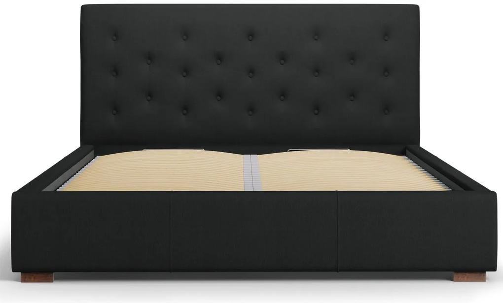 Černá látková postel MICADONI SERI 140 x 200 cm