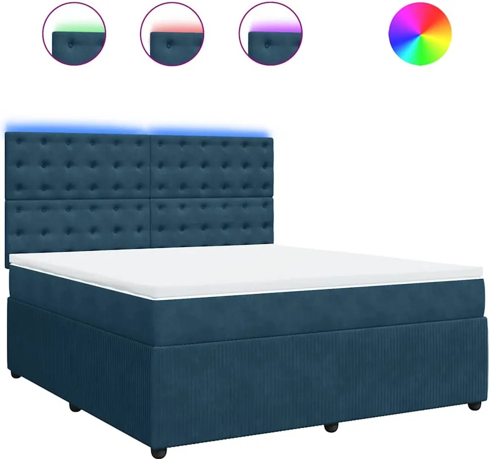 Box spring postel s matrací modrá 180 x 200 cm samet 3294722