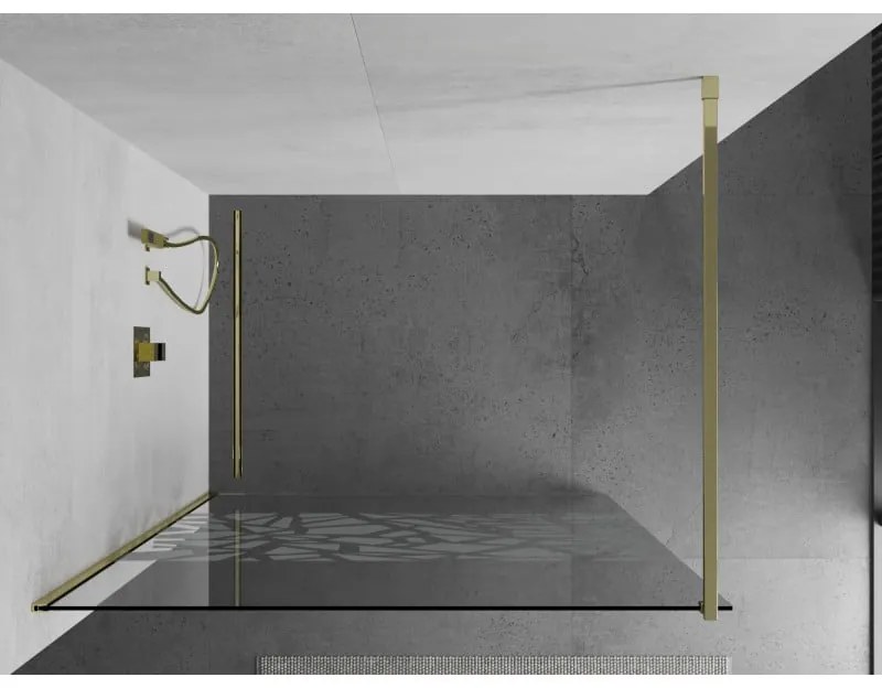 Mexen Kioto sprchová zástěna 70x200 cm 8 mm, zlatý profil, bílé provedení, 800-070-101-50-85
