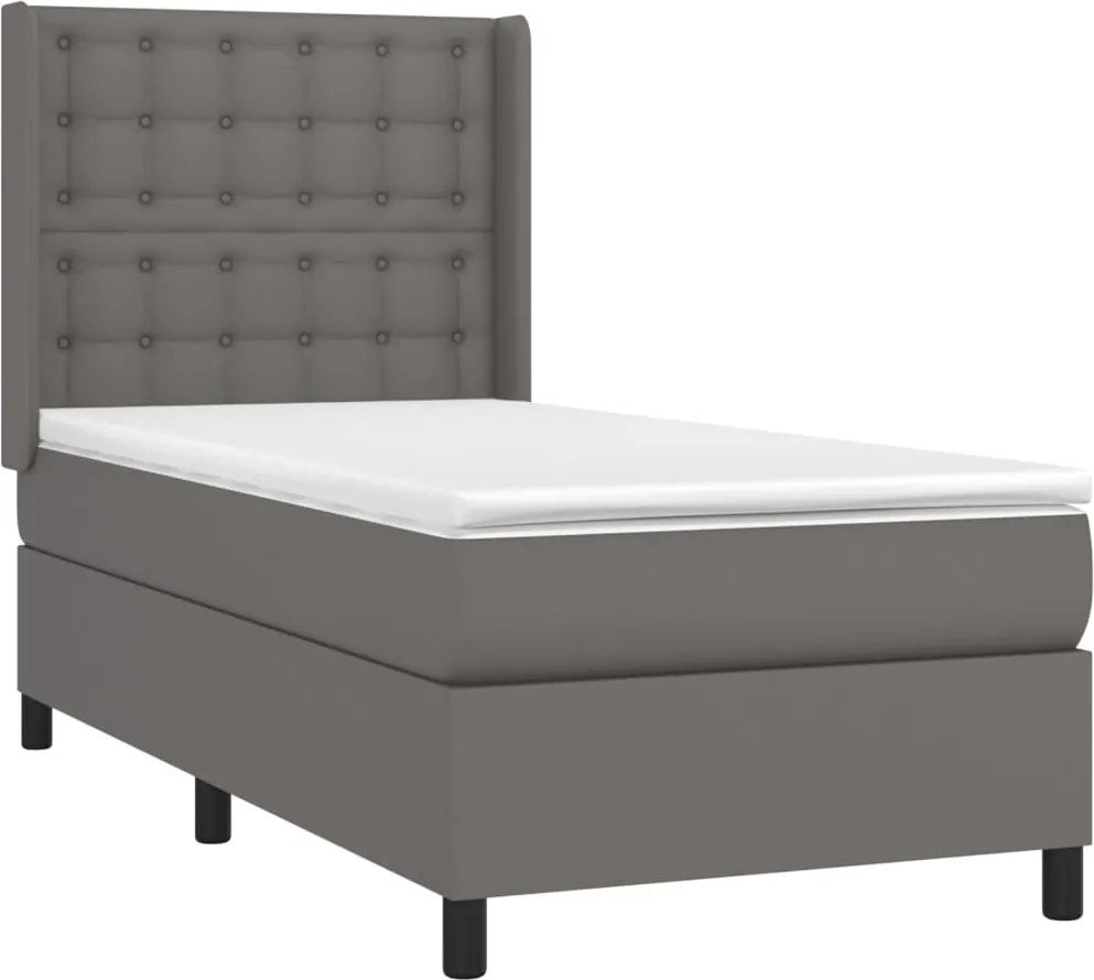 Box spring postel s matrací a LED šedá 80 x 200 cm umělá kůže 3139353