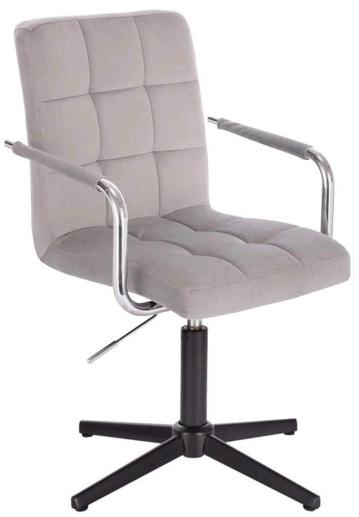LuxuryForm DESIGN Otočná židle VERONA VELUR na černém kříži - světle šedá