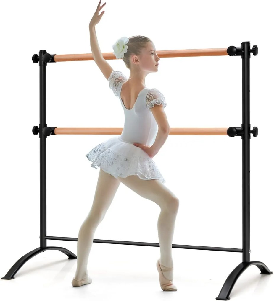 Costway 120 cm dlouhé přenosné baletní vybavení volně stojící dvojitá baletní
