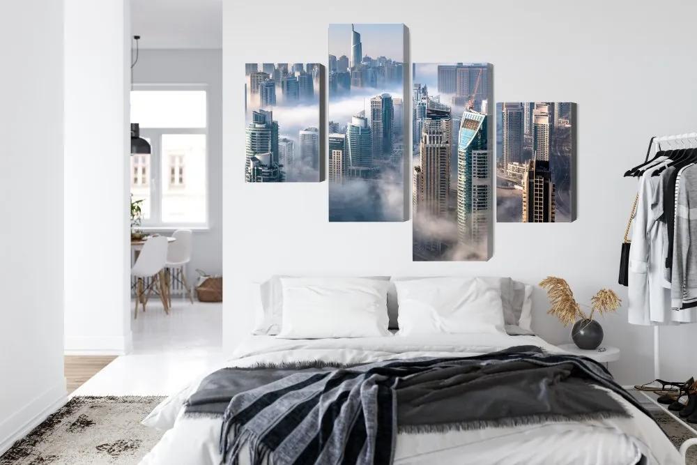 Vícedílný obraz Panorama Města Dubaj V Mlze Nedostatek Nedostatek Přírodní plátno 240x150