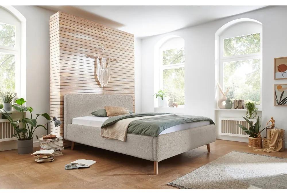 Béžová čalouněná dvoulůžková postel s úložným prostorem s roštem 180x200 cm Mattis - Meise Möbel