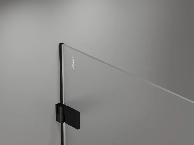 Mexen Lunar-B L pravý výklopný sprchový kout 90 x 80 cm, čiré sklo, černá matná, 832L-090-080-66-00-P