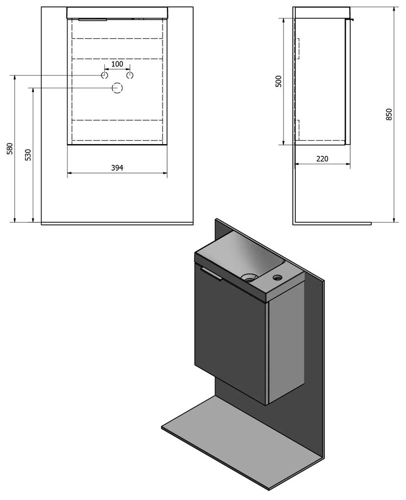 Sapho, LATUS X umyvadlová skříňka 39,4x50x22cm, bílá (LT110), LT110-3030