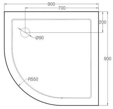 EBS FLAT Vanička 90 cm čtvrtkruh, včetně sifonu S_FLAT90R55