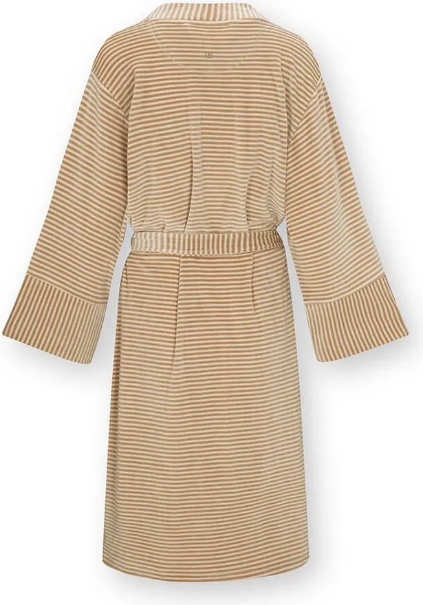 Pip Studio Naomi Kimono Velvet Little Sumo Stripe, pískové (Bavlněné sametové kimono)