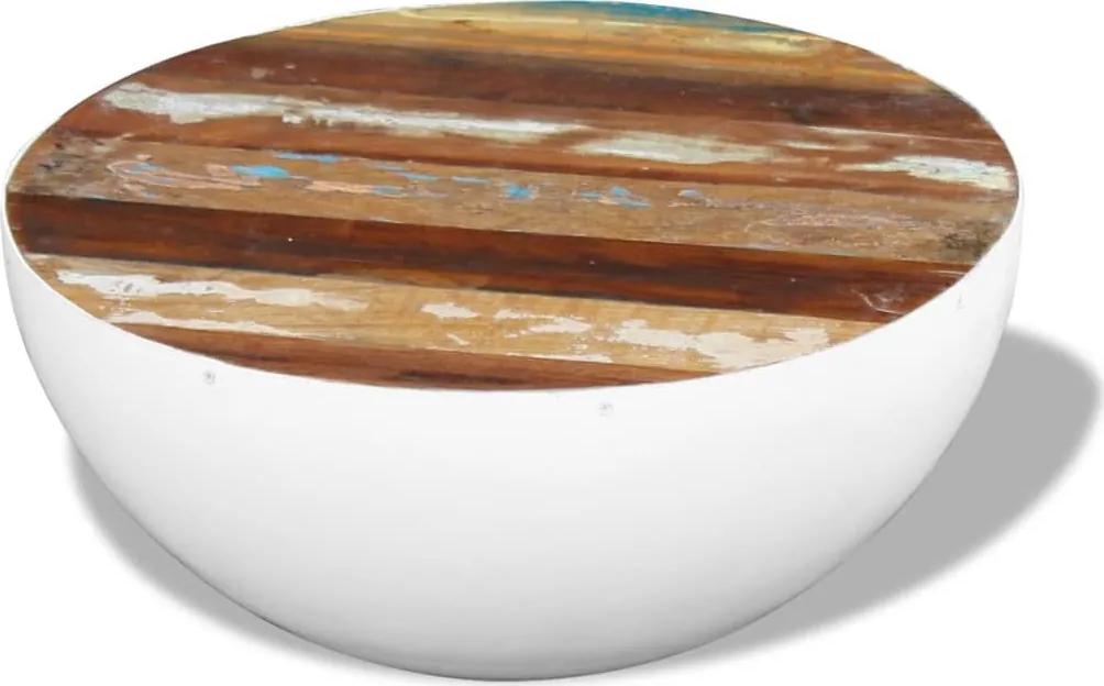 vidaXL Konferenční stolek ve tvaru mísy Ø 60 cm masivní mangovník [243353] Barva: Bílá