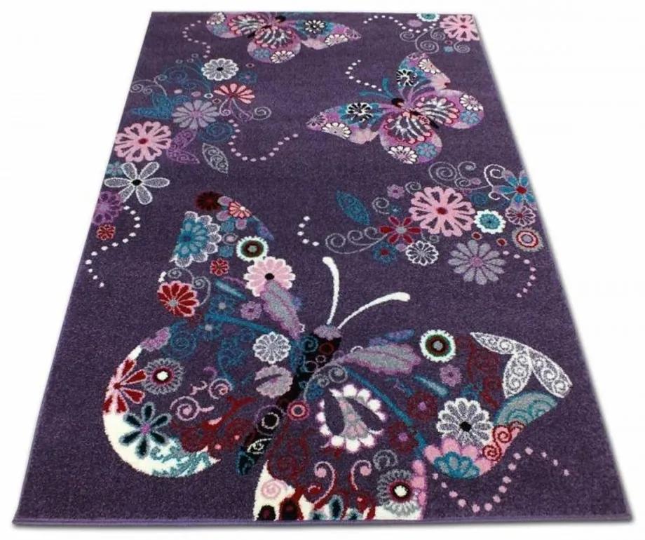 Dětský koberec Motýl fialový, Velikosti 120x170cm