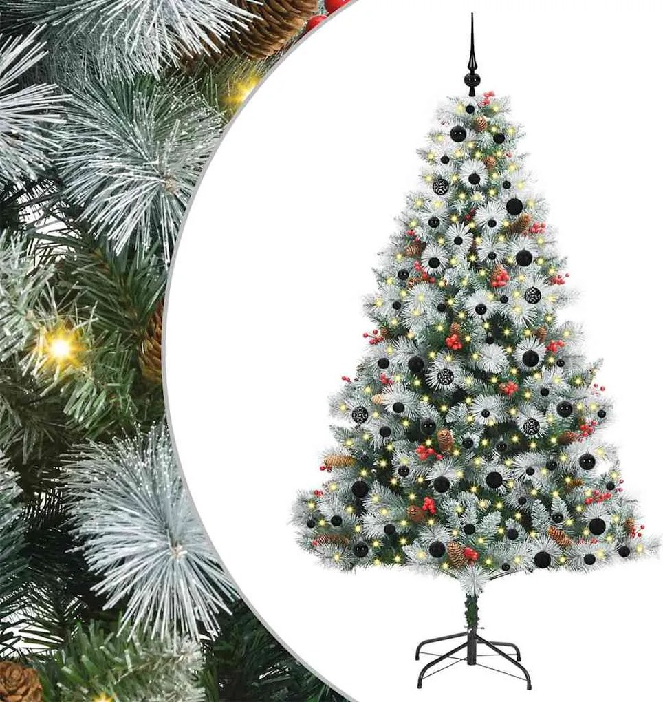 Umělý vánoční stromeček Zelená a bílá 210 cm PVC, kov a plast 3395189
