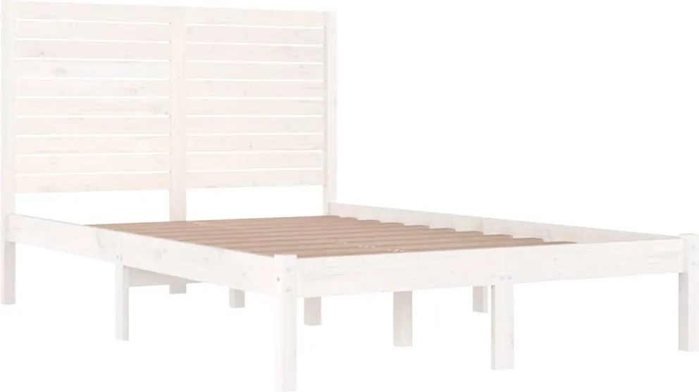 Rám postele bílý masivní dřevo 135 x 190 cm dvojlůžko 3104584