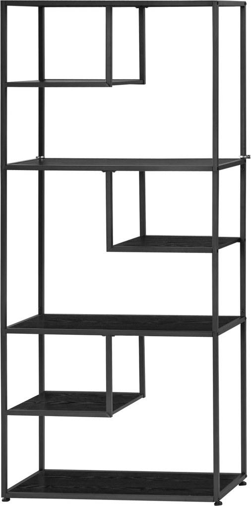 HOMCOM Knižní regál v industriálním stylu se 7 policemi a ocelovým rámem do obývacího pokoje, ložnice a kuchyně - 83x34x180 cm