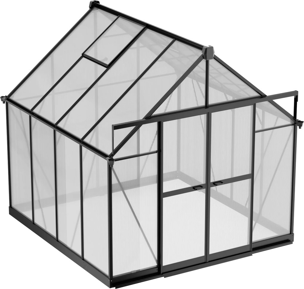 Skleník 234 x 244 x 254 cm, zesílená konstrukce, polykarbonát 6 mm