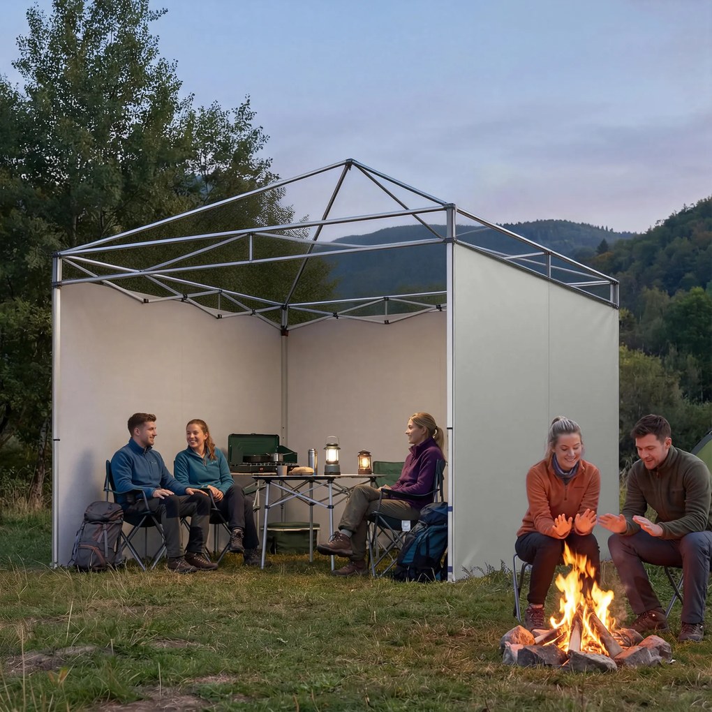 3dílná sada bočnic se zipem pro altán 3 x 3 m, světle šedá