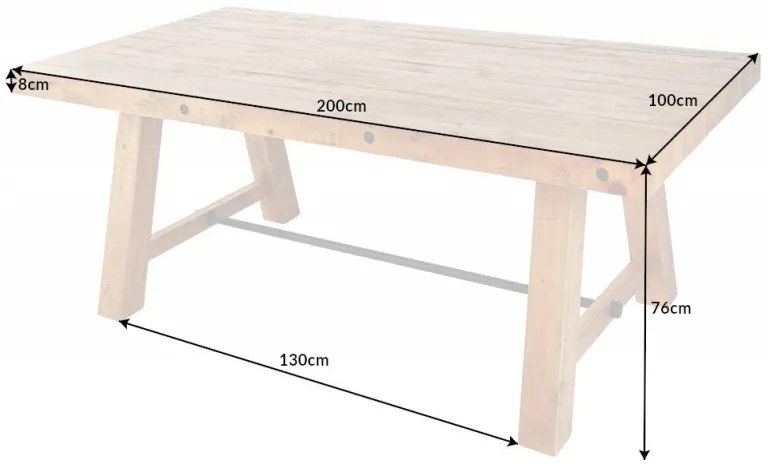 Noble Home Hnědý dřevěný jídelní stůl Finca 200 cm