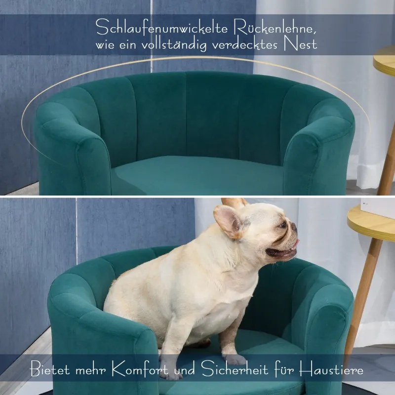 PawHut Pohovka pro psy / kočky s měkkým potahem, zelená (zvíře do 5 kg a 45 cm) D04-148GN