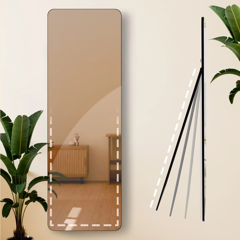Zrcadlo Gurnee 150x50 cm – černá-matt