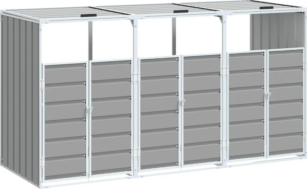 vidaXL Box na 3 popelnice 216 x 81 x 115 cm ocel [4006182] Barva: Šedá