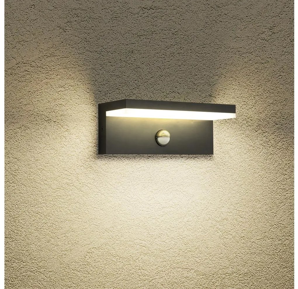 Brilagi-LED Venkovní nástěnné svítidlo se senzorem TESSI LED/10W/230V černá IP54 BRI367