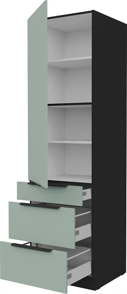 ARIA sc | vysoká skříňka 60 DKS-210 3S1F potravinová | UNI DVÍŘKA | 60 cm | PREMIUM BOX | černá/aquamarine