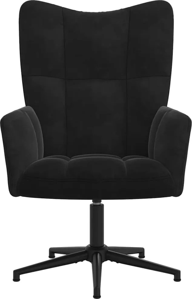 Relaxační křeslo se stoličkou černé samet 328112