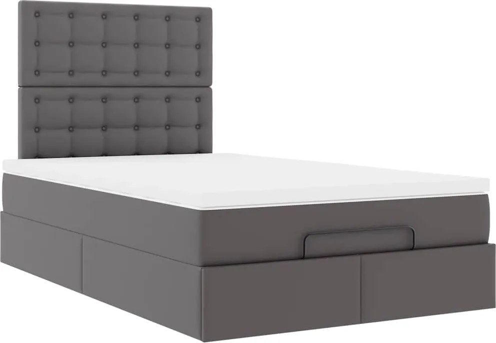 Osmanský rám postele s matrací šedá 120x190 cm umělá kůže 3313843
