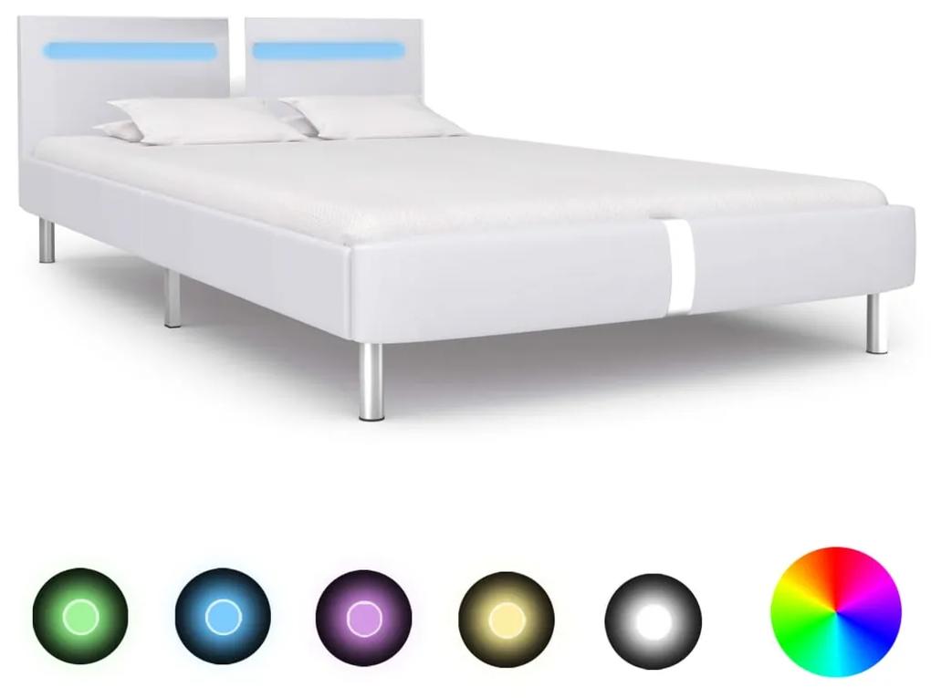 280852 vidaXL Rám postele s LED bílý umělá kůže 120 x 200 cm