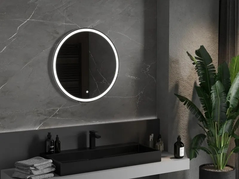 Mexen Gobi koupelnové zrcadlo s osvětlením, kulaté 70 cm, LED 6000K, proti zamlžení - 9801-070-070-611-00