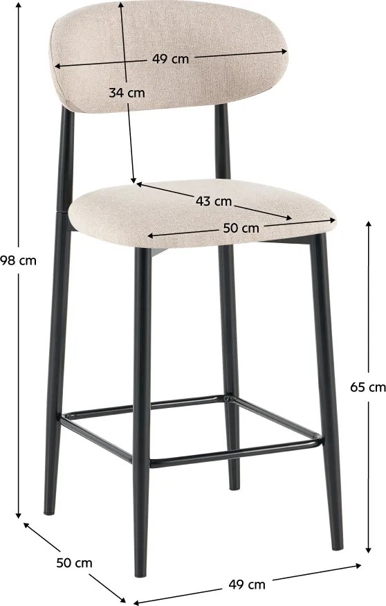 Barová židle, béžová látka/černá, ZAJDA TYP 2