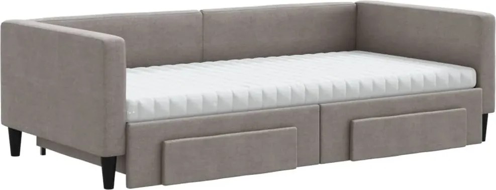 Válenda s přistýlkou a zásuvkami taupe 100 x 200 cm textil 3196640