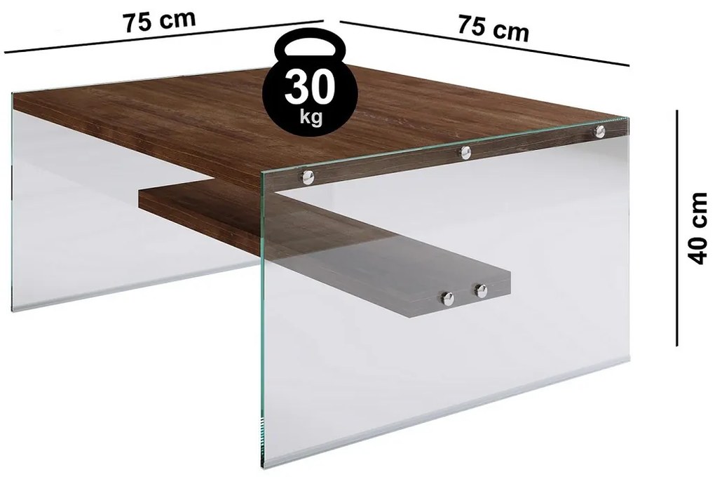 Designový konferenční stolek Quanda 75 cm vzor ořech
