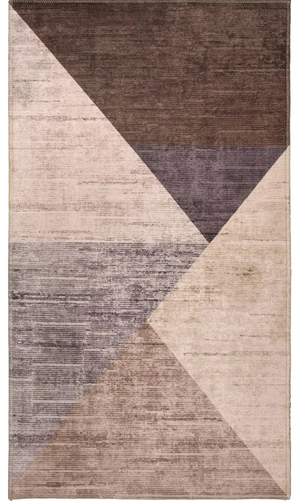 Hnědo-béžový pratelný koberec běhoun 200x80 cm - Vitaus