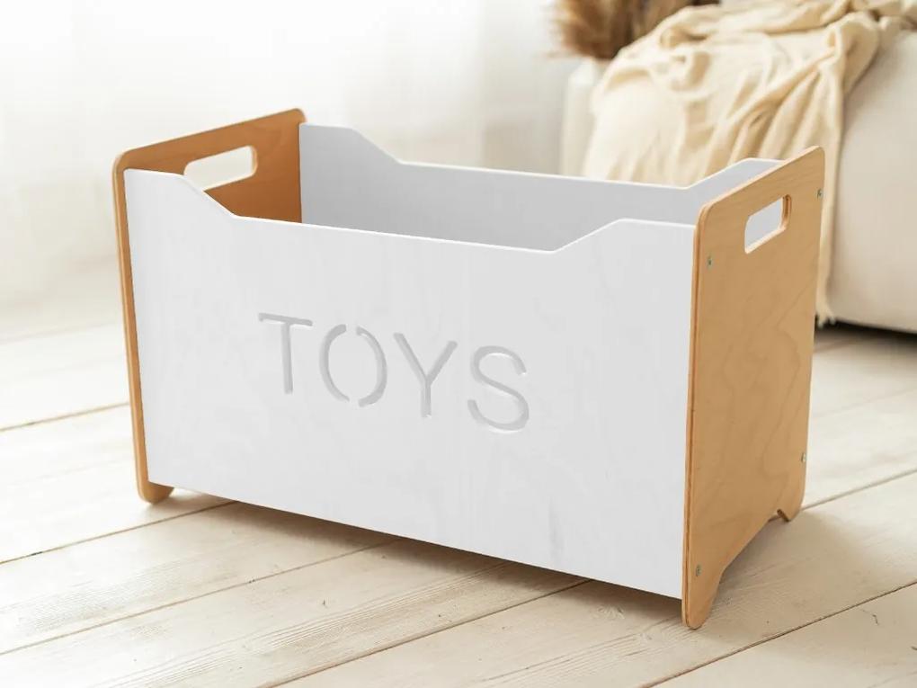 Woodisio Box na hračky TONI Barva: Transparentní lak - bílá, Variant: Maxi