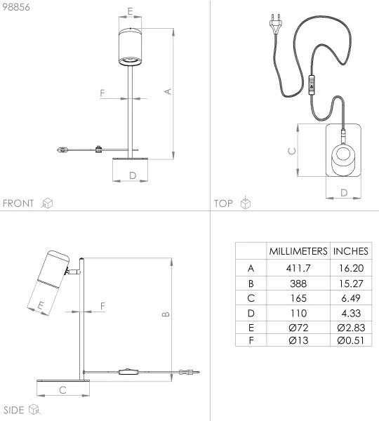 Eglo 98856 - LED Stolní lampa CEPPINO 1xGU10/4,5W/230V bílá