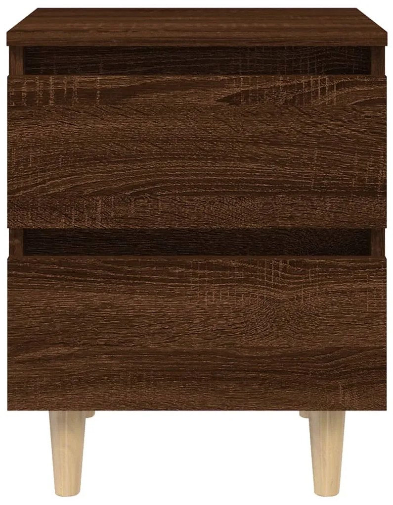 Noční stolek masivní dřevěné nohy hnědý dub 40 x 35 x 50 cm - Default Title