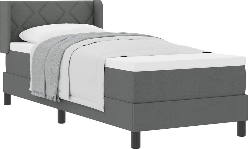 Postel s boxspringem s čelo Tmavě šedá 200 x 80 cm textil 3341133