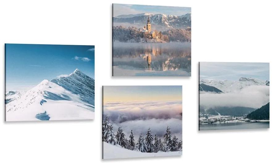 Set obrazů zasněžené hory Varianta: 4x 40x40