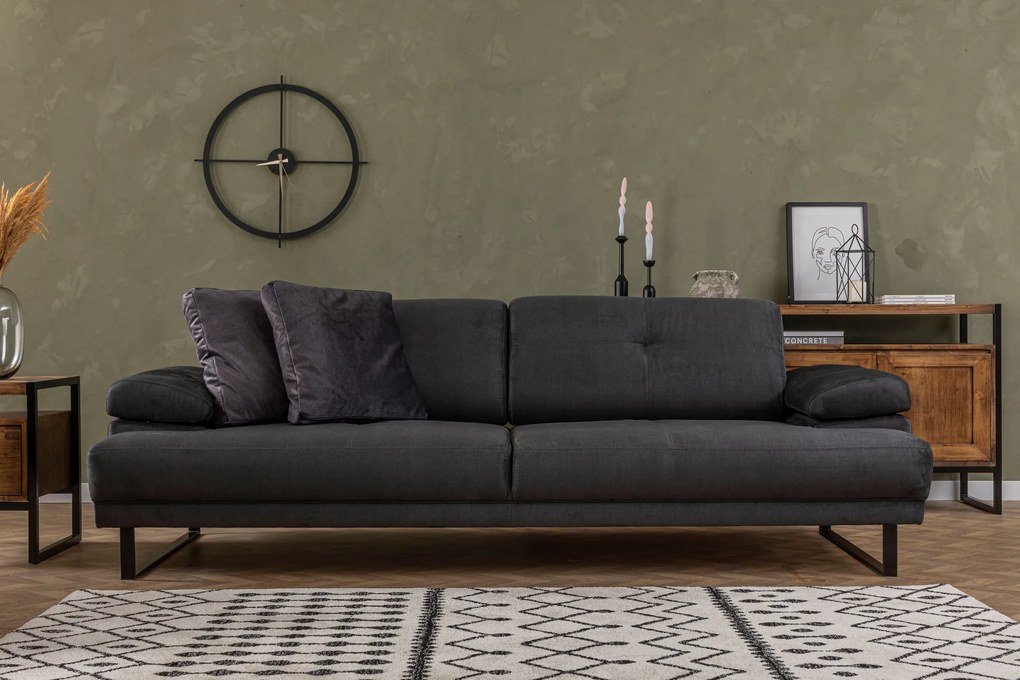 Atelier del Sofa 3-místná pohovka Mustang - Anthracite, Antracitová