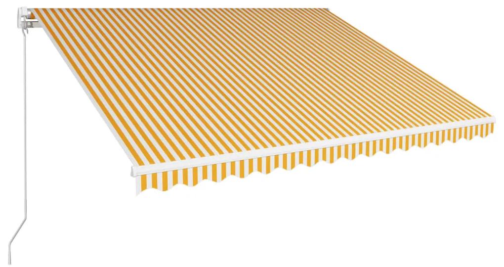 Ručně zatahovací markýza 400 x 300 cm žlutobílá,  3051214