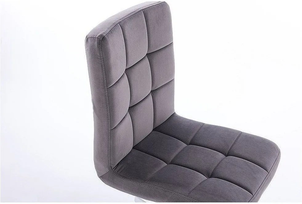 LuxuryForm DESIGN Barová židle TOLEDO VELUR na stříbrné kulaté podstavě - tmavě šedá