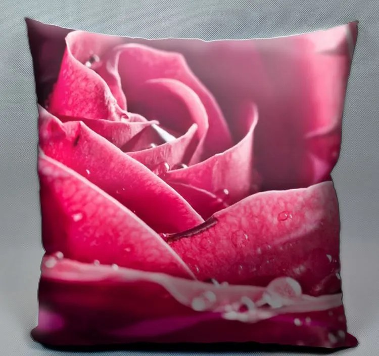 Fotopolštářek s efektem 3D - Růže růžová 40x40cm