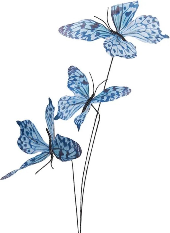 Dekorační větvička s modrými motýlky Butterfly - 10*10*65 cm